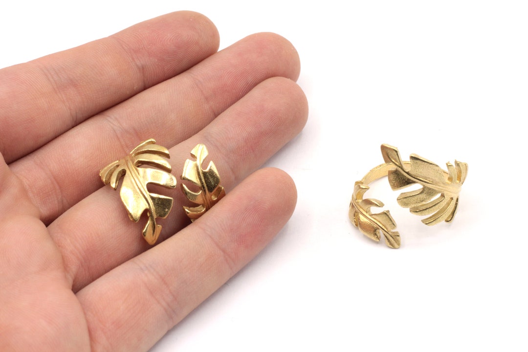 Brass Adjustable Leaf Wrap Ring, Leaf Ring, Wrap Ring, Brass Leaves Ring, Adjustable Brass Ring ...