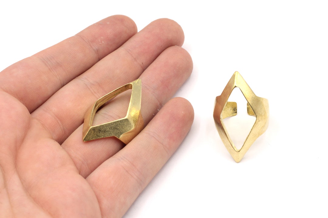 Brass Adjustable Rhombus Ring, Blank Rhombus Ring, Brass Ring ...