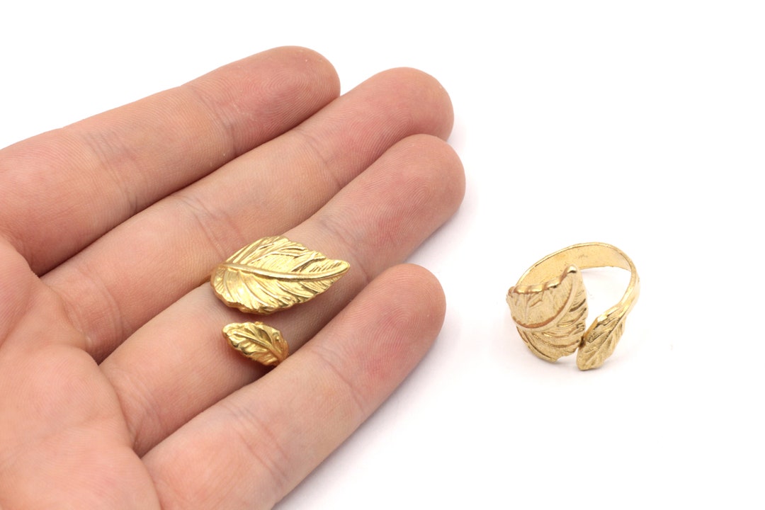 Brass Adjustable Leaf Wrap Ring, Leaf Ring, Wrap Ring, Brass Leaves Ring, Adjustable Brass Ring ...