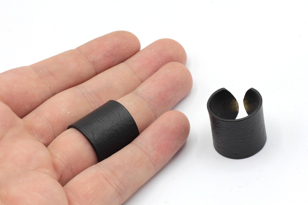 Black Adjustable Wide Band Ring, Tube Ring, Textured Ring, Black Ring ...