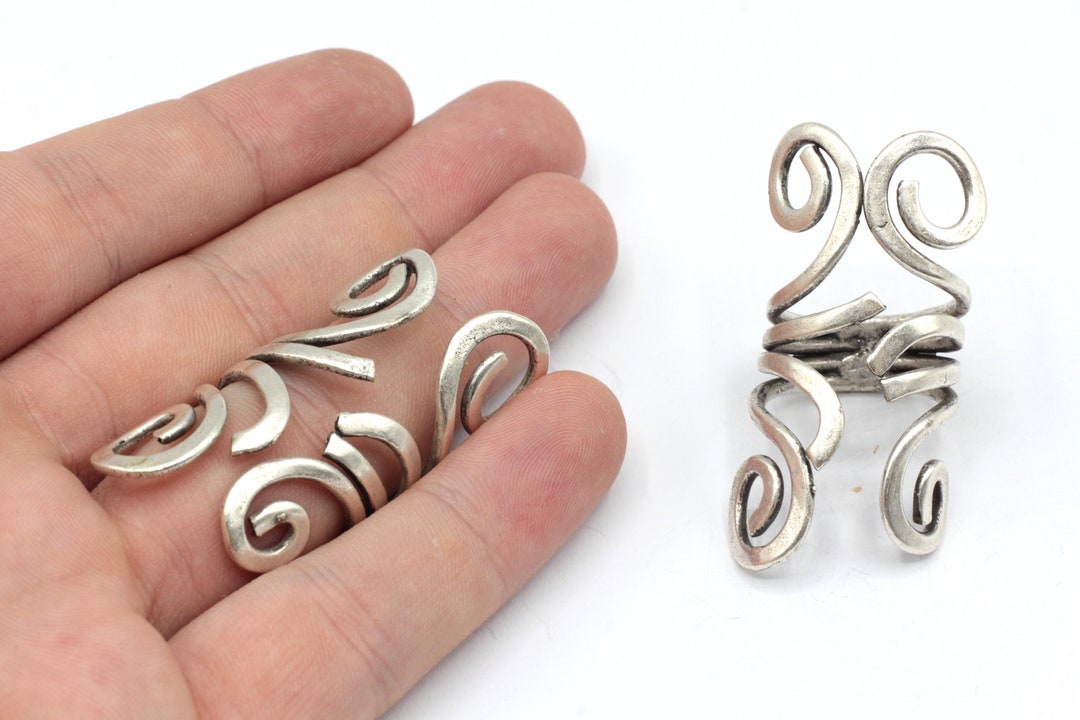 Antique Silver Adjustable Large Fork Ring, Loop Ring, Silver Fork Ring ...