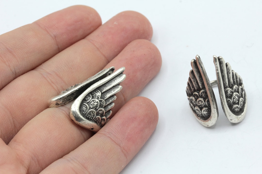 Antique Silver Adjustable Angel Wing Ring, Silver Wing Ring, Silver ...