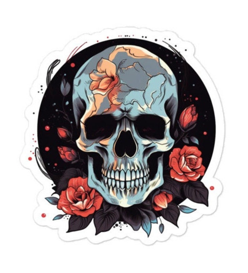 Skull Flower Sticker - Etsy