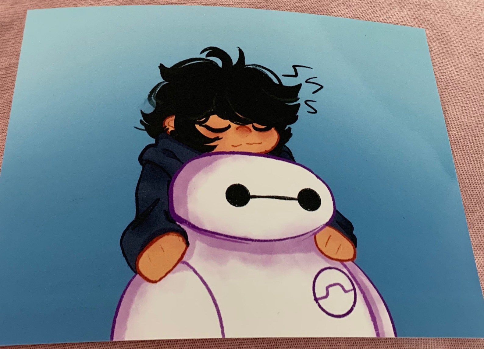 Sleepy Head (hiro and Baymax, Landscape,blue Background) Art Print - Etsy