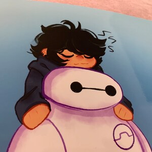 Sleepy Head (hiro and Baymax, Landscape,blue Background) Art Print - Etsy