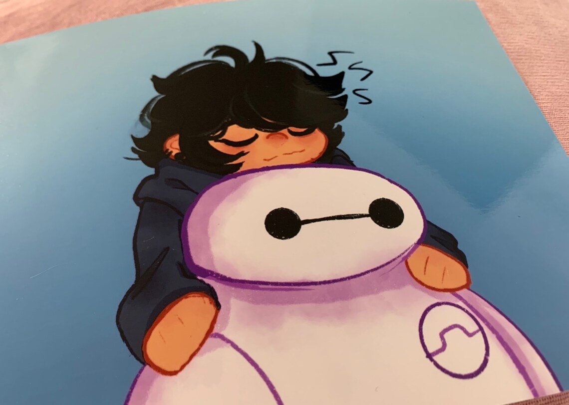 Sleepy Head (hiro and Baymax, Landscape,blue Background) Art Print - Etsy