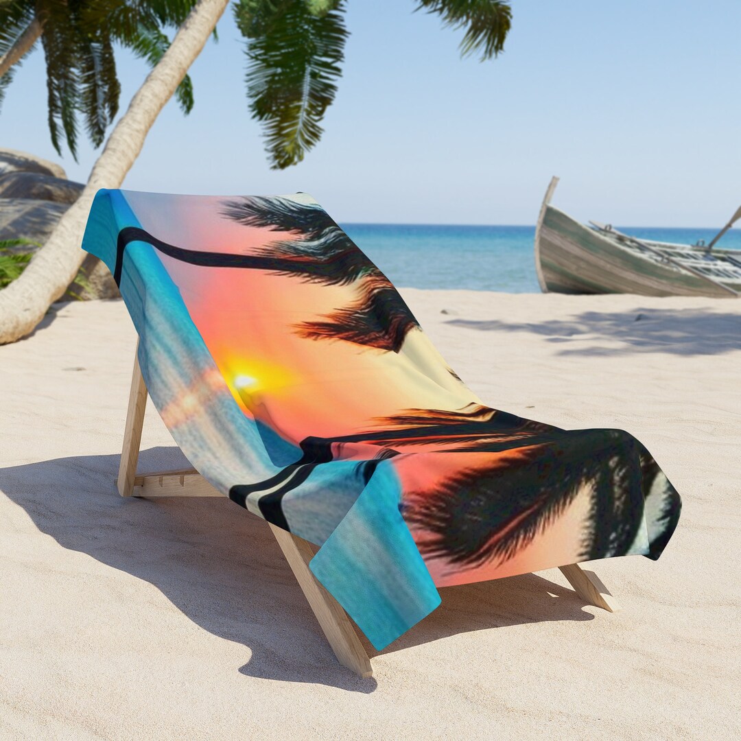 Palm Tree Beach Towel | Minimalist Polyester and Cotton Fabric Beach ...