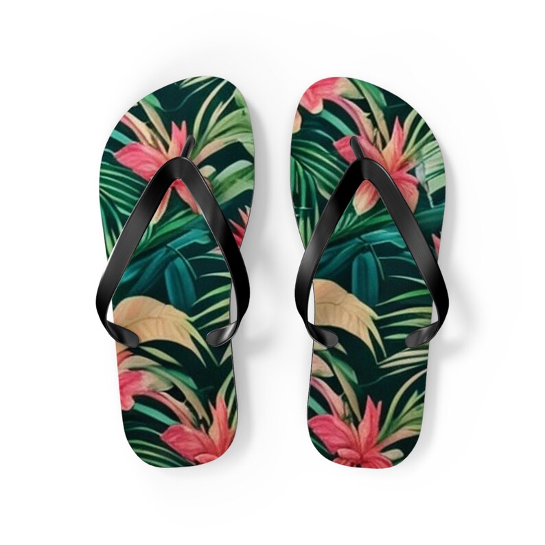 Tropical Palm Tree Flip Flops | Beach Sandals | Vacation Footwear ...