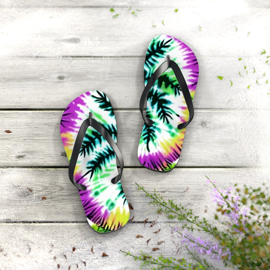 Tropical Palm Tree Flip Flops | Beach Sandals | Vacation Footwear ...