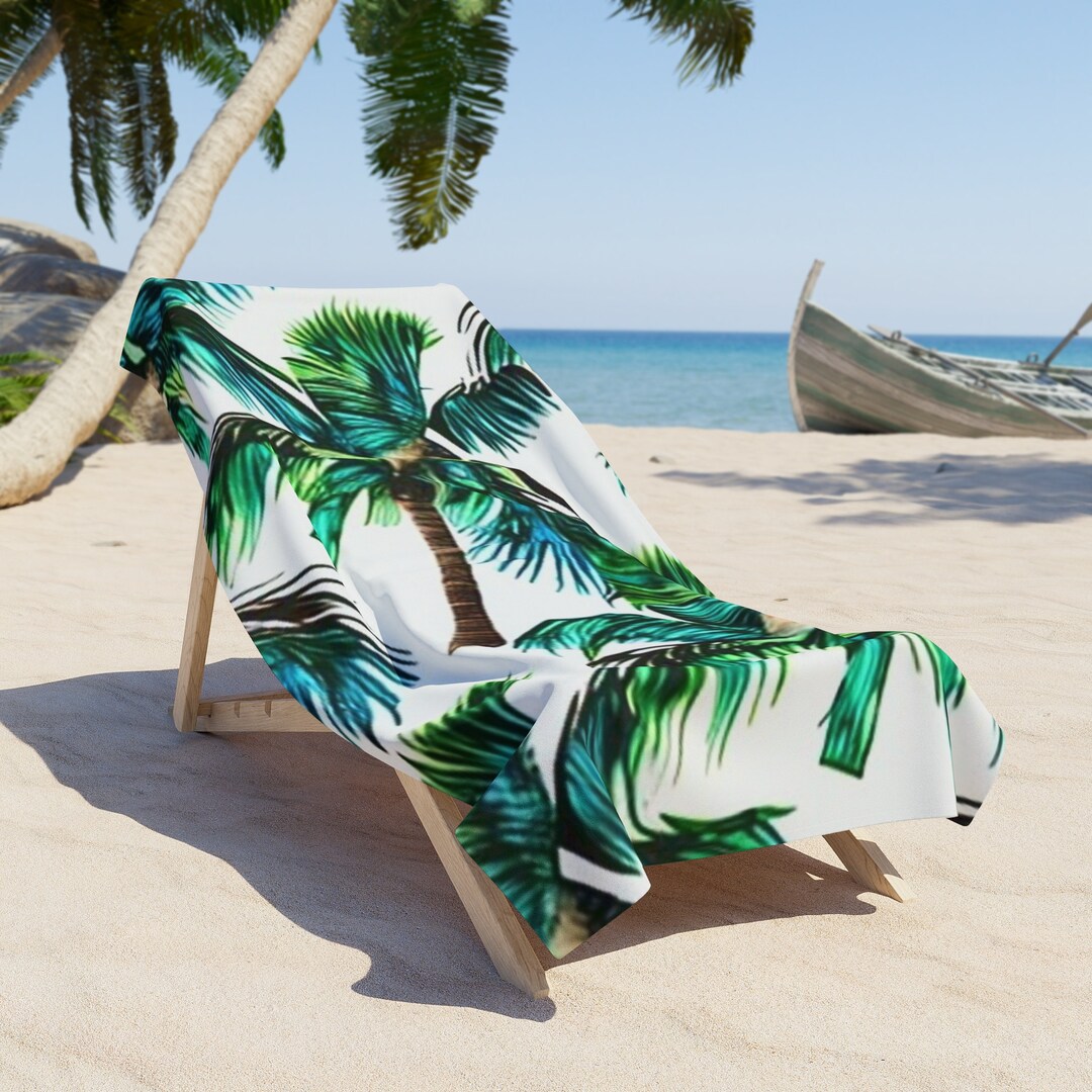 Palm Tree Beach Towel | Minimalist Polyester and Cotton Fabric Beach ...