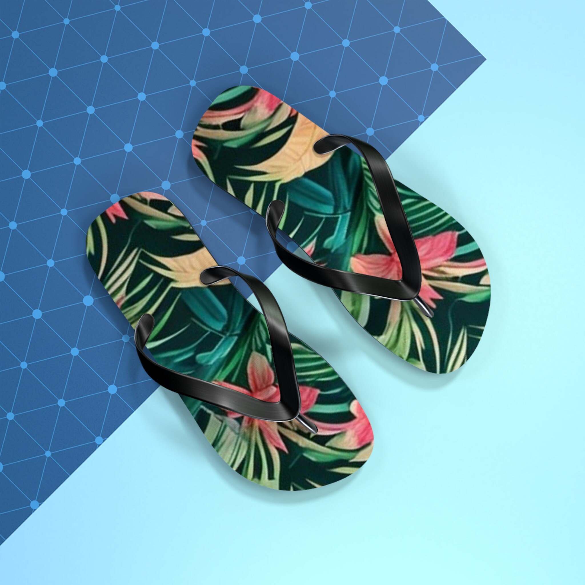 Tropical Palm Tree Flip Flops | Beach Sandals | Vacation Footwear ...