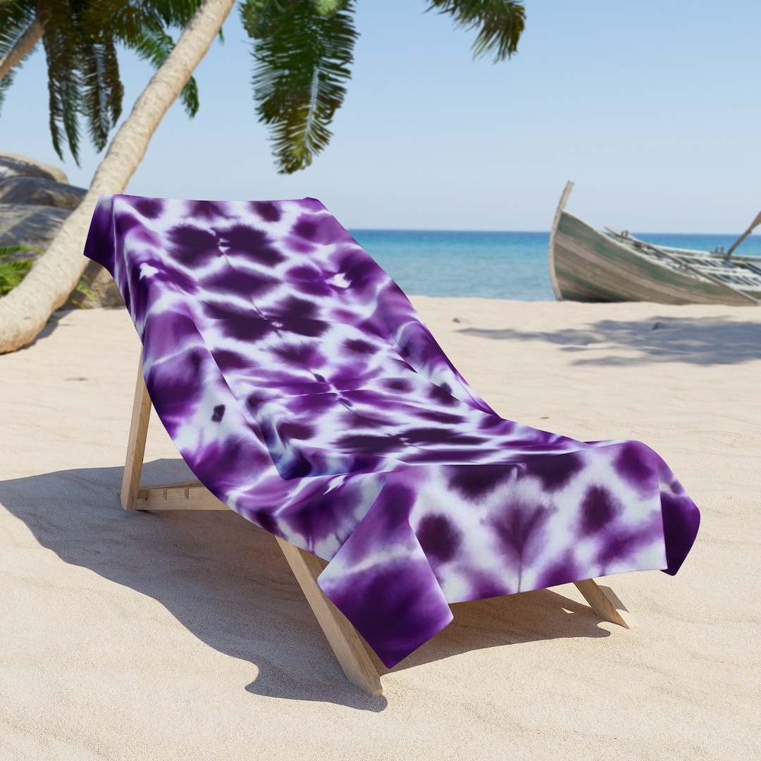 Purple Tie Dye Beach Towel | Minimalist Polyester and Cotton Fabric ...