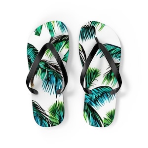 Tropical Palm Tree Flip Flops | Beach Sandals | Vacation Footwear ...