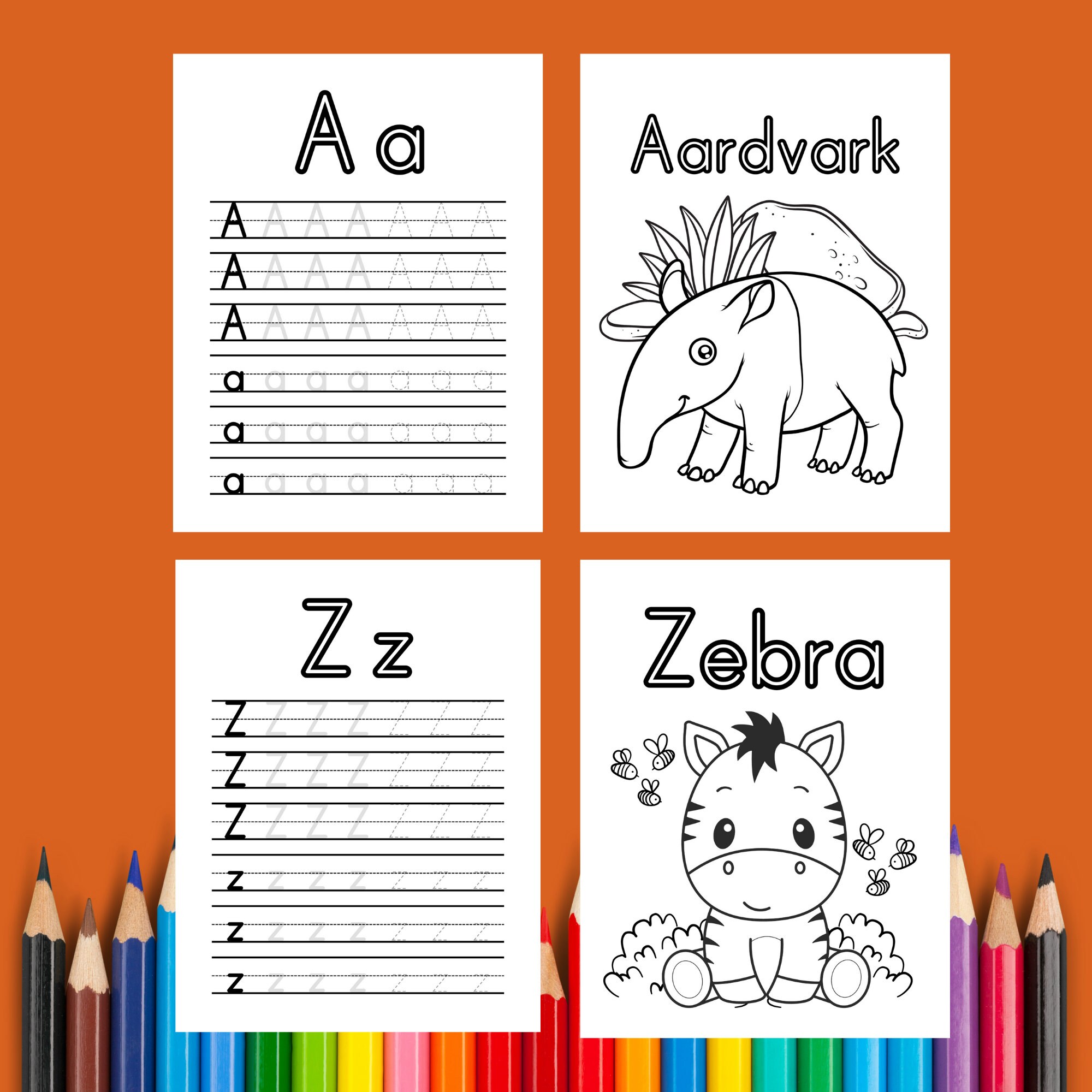 A-to-z Adorable Animal Adventures Coloring Book and Alphabet Trace and ...