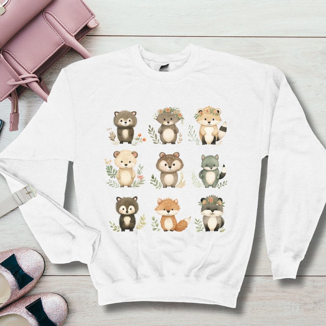 Cute Forest Animal Sweatshirt - Animal Lover Sweatshirt, Whimsical ...