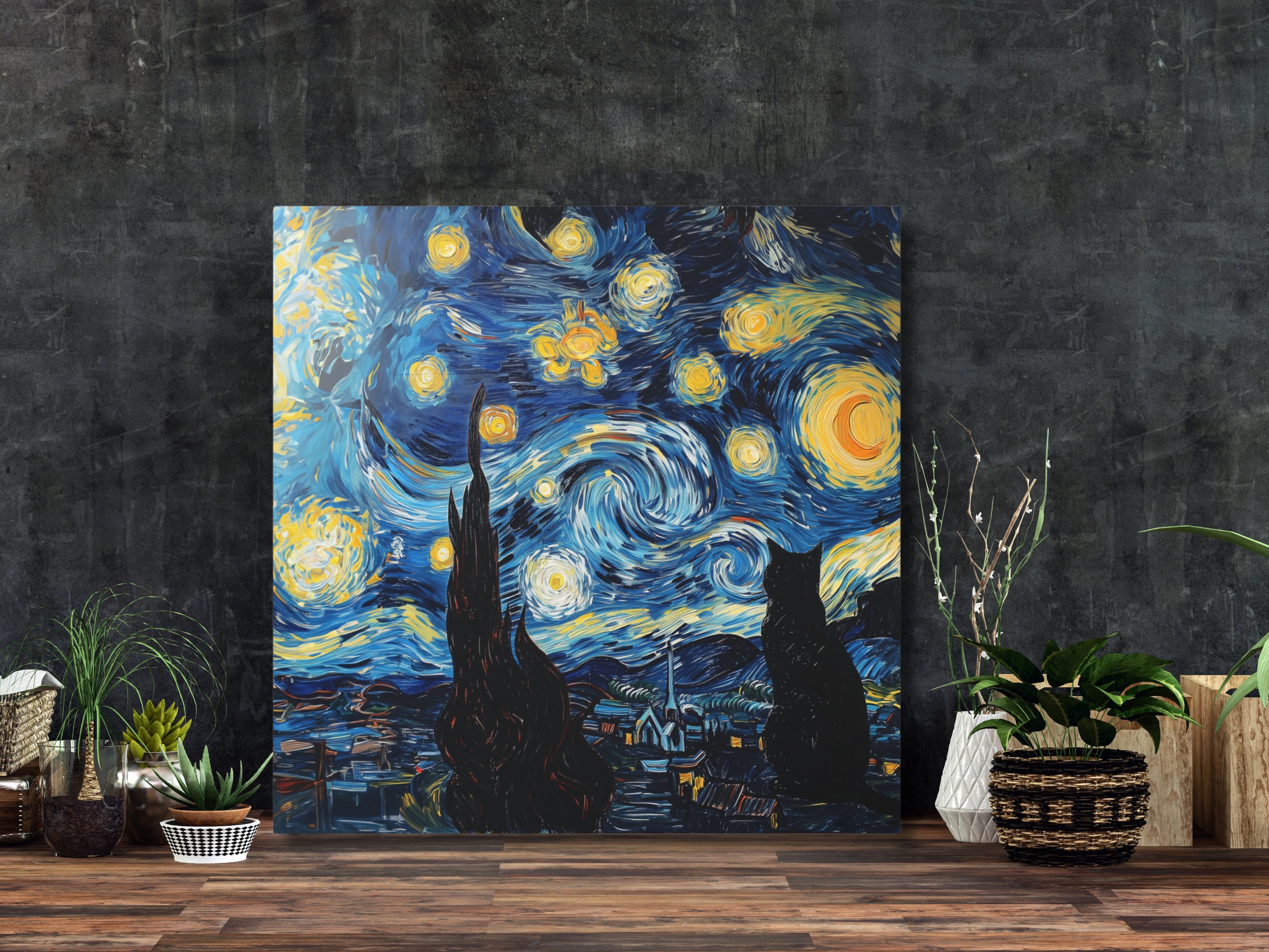 Cat Van Gogh Wall Art, Office Decor for Wall Cubicle, Cats Wall Art ...