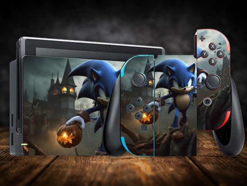 Sonic Nintendo Switch Sticker Skin Sonic Switch Haunted Halloween ...