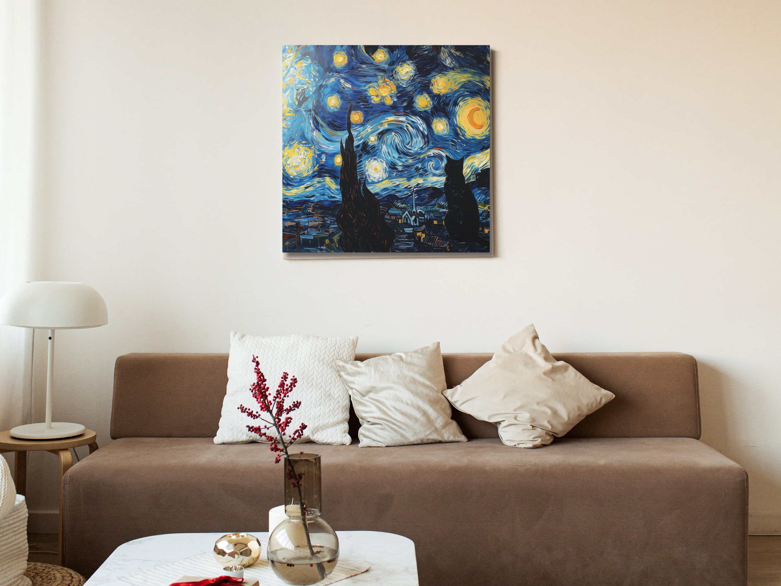 Cat Van Gogh Wall Art, Office Decor for Wall Cubicle, Cats Wall Art ...