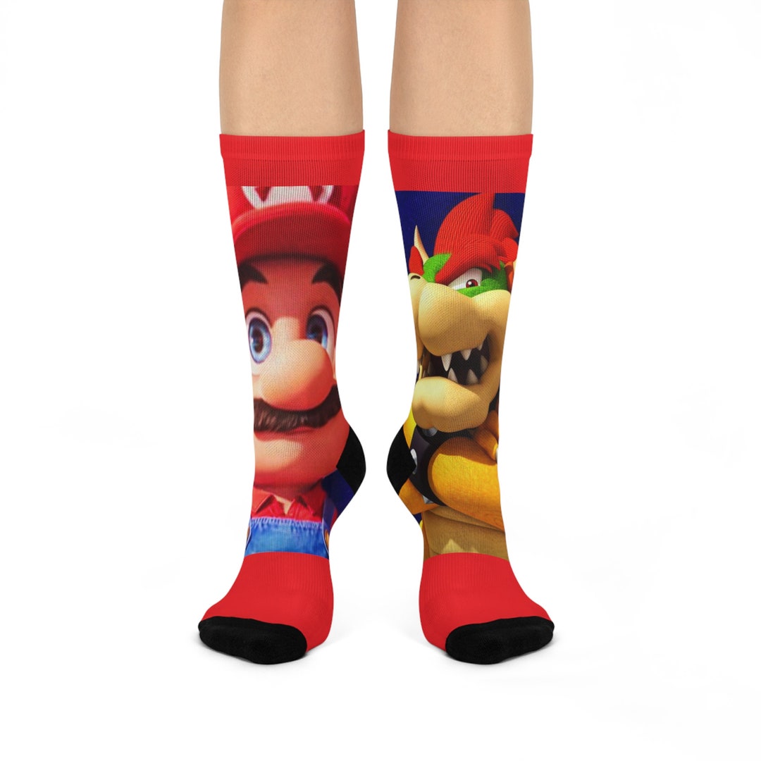 Mario Socks, Socks Women, Socks Men, Bowser Sock, Children's Gift, Crew ...