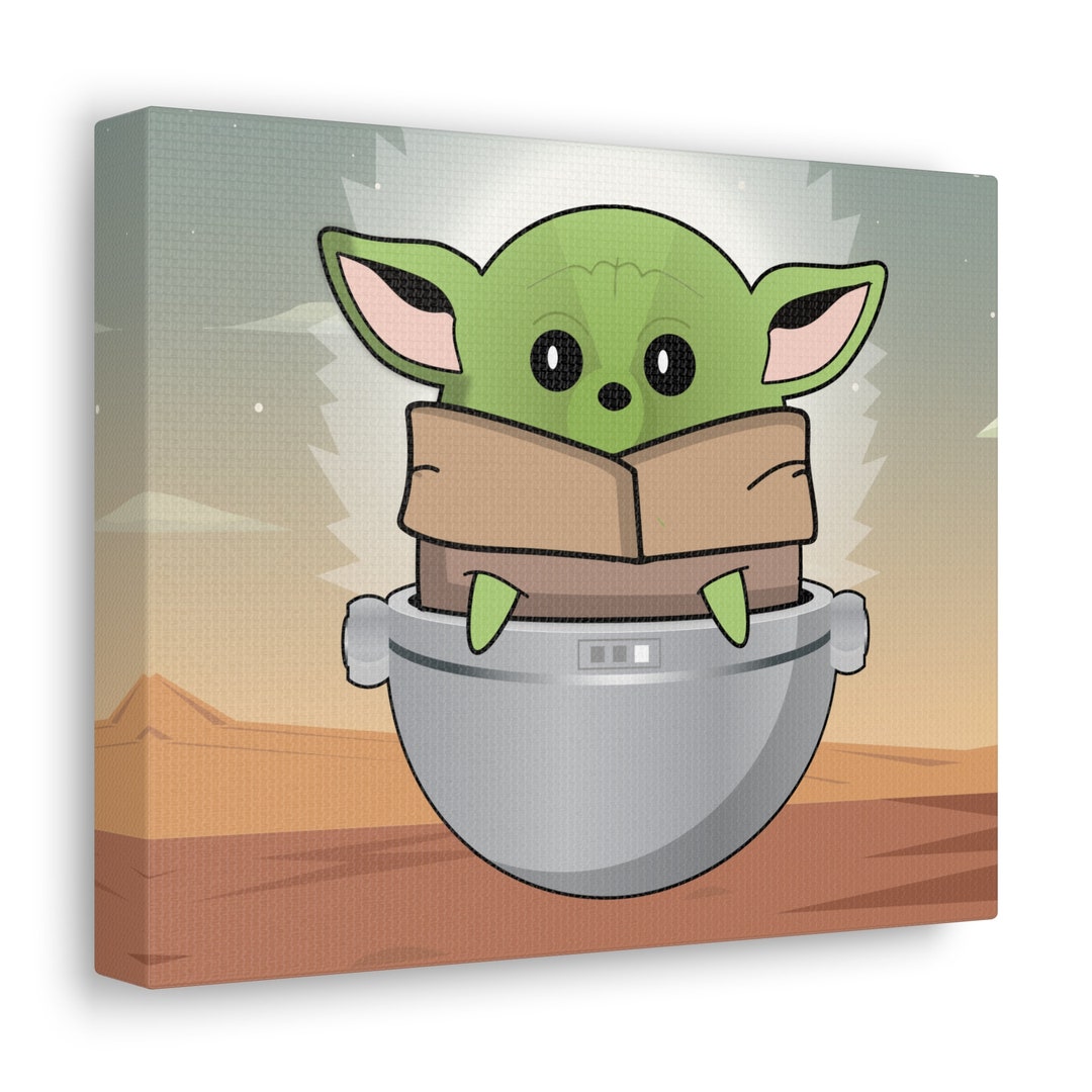 Grogu Canvas for Kids, Cute Baby Yoda Picture, Grogu Kids Room Decor ...