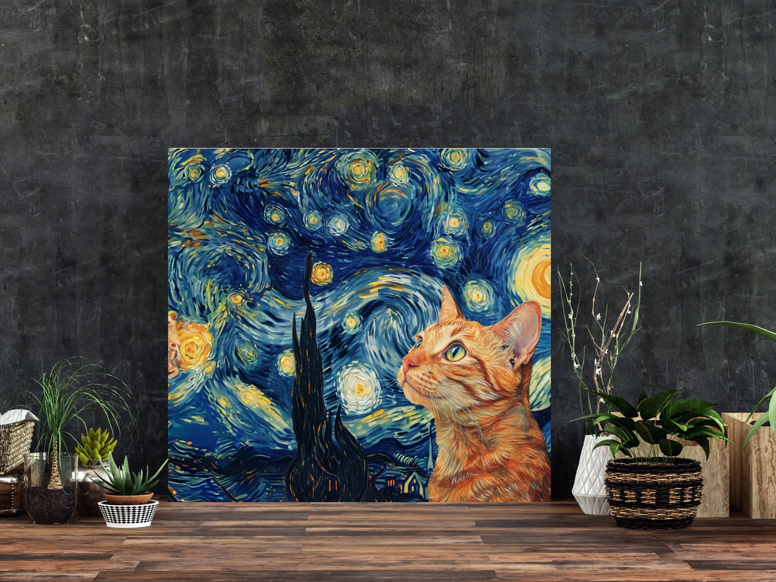 Cat Van Gogh Wall Art, Office Decor for Wall Cubicle, Cats Wall Art ...