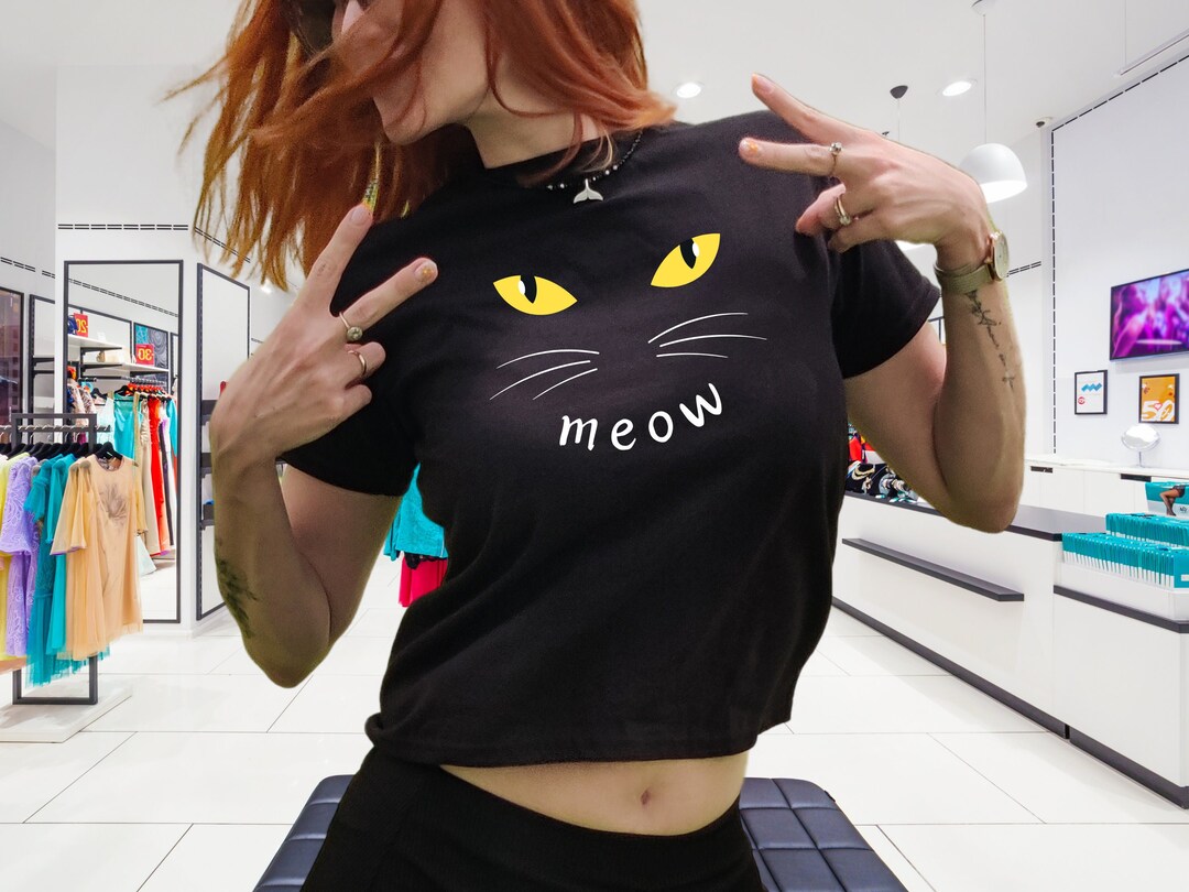 Coquette Cat Y2k Baby Tee Crop Top Cat Whiskers Baby Tee Crop Top ...