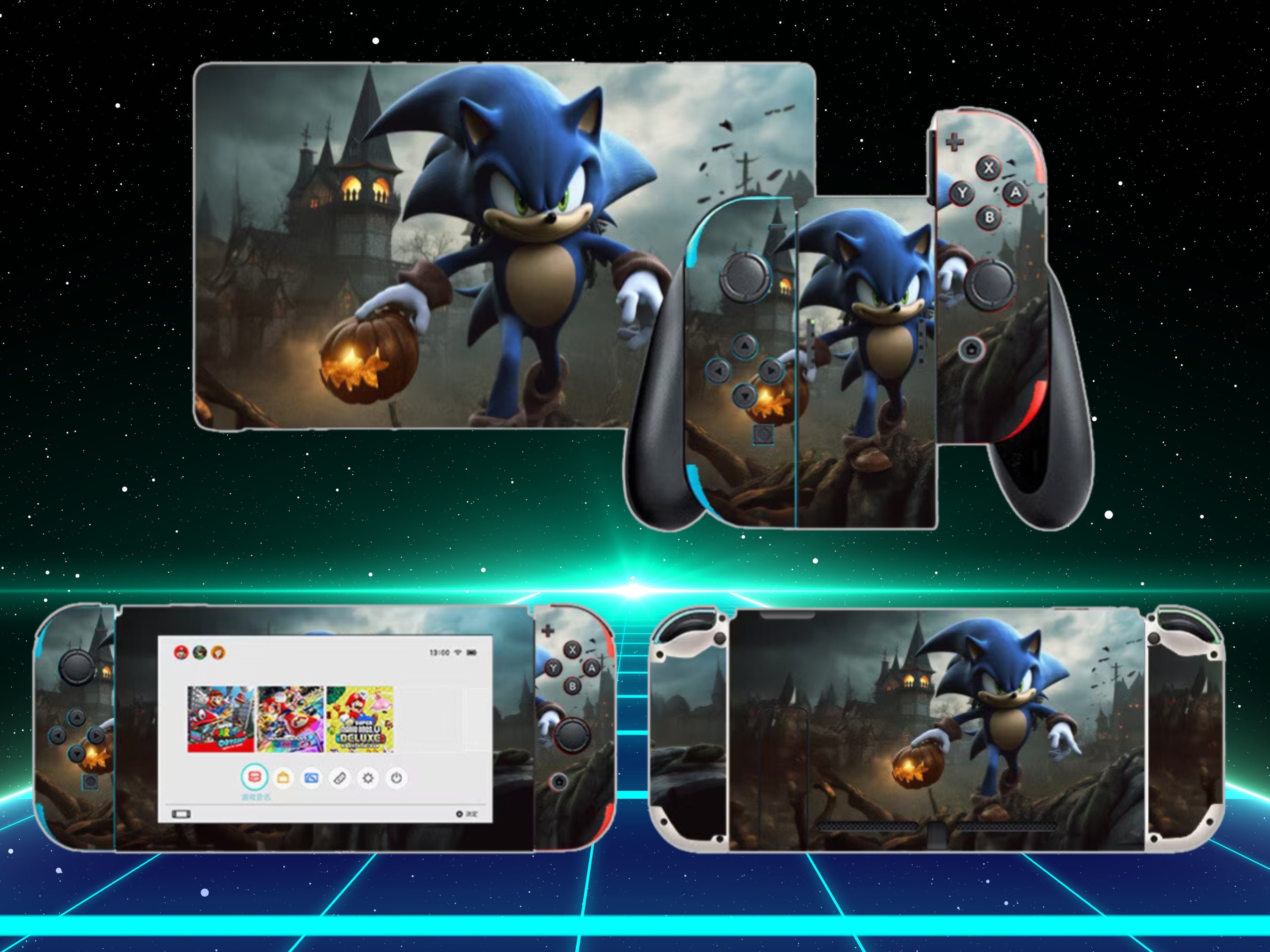 Sonic Nintendo Switch Sticker Skin Sonic Switch Haunted Halloween ...