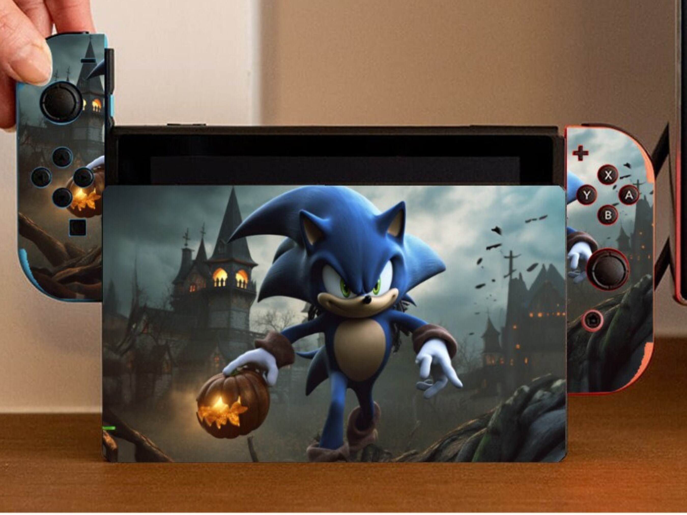 Sonic Nintendo Switch Sticker Skin Sonic Switch Haunted Halloween ...