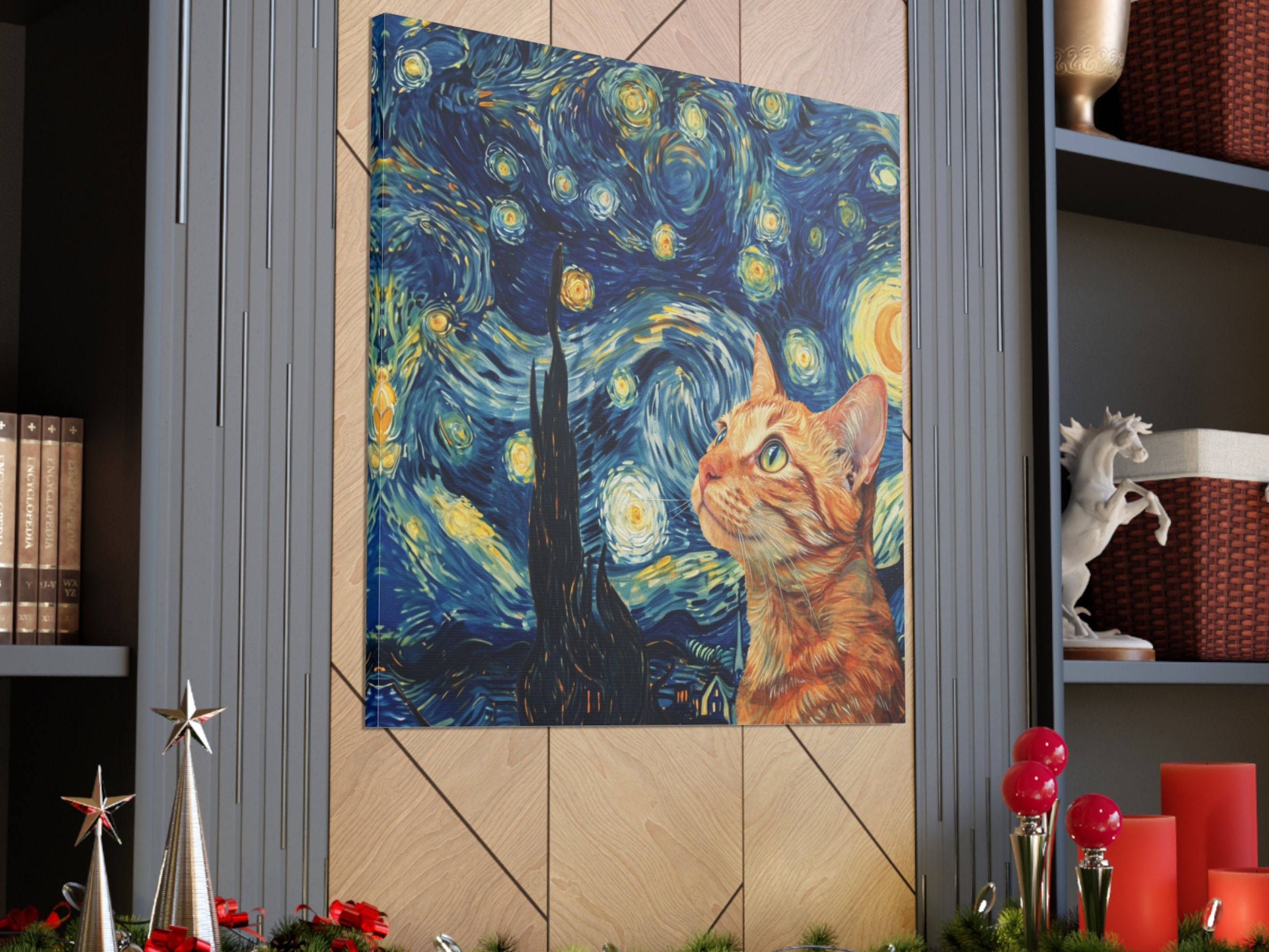 Cat Van Gogh Wall Art, Office Decor for Wall Cubicle, Cats Wall Art ...