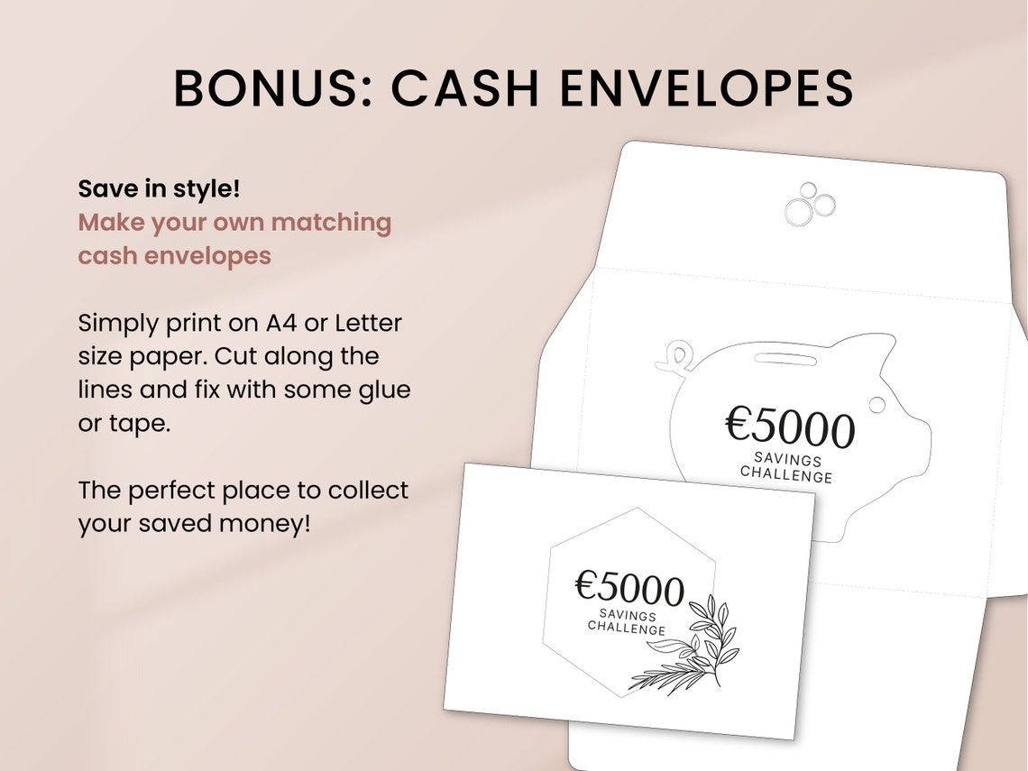 5000 Savings Challenge Printable, 5K in 6 Months, 1 Year, 52 Weeks or ...