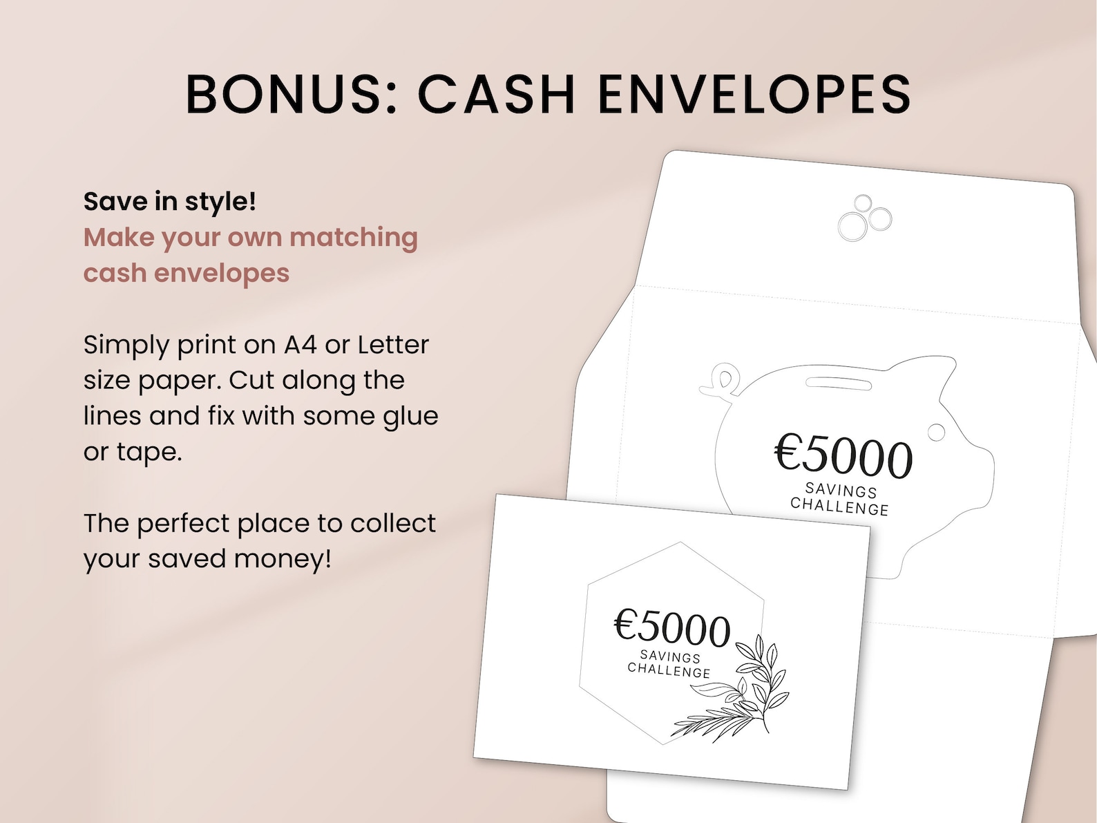 5000 Savings Challenge Printable, 5K in 6 Months, 1 Year, 52 Weeks or ...