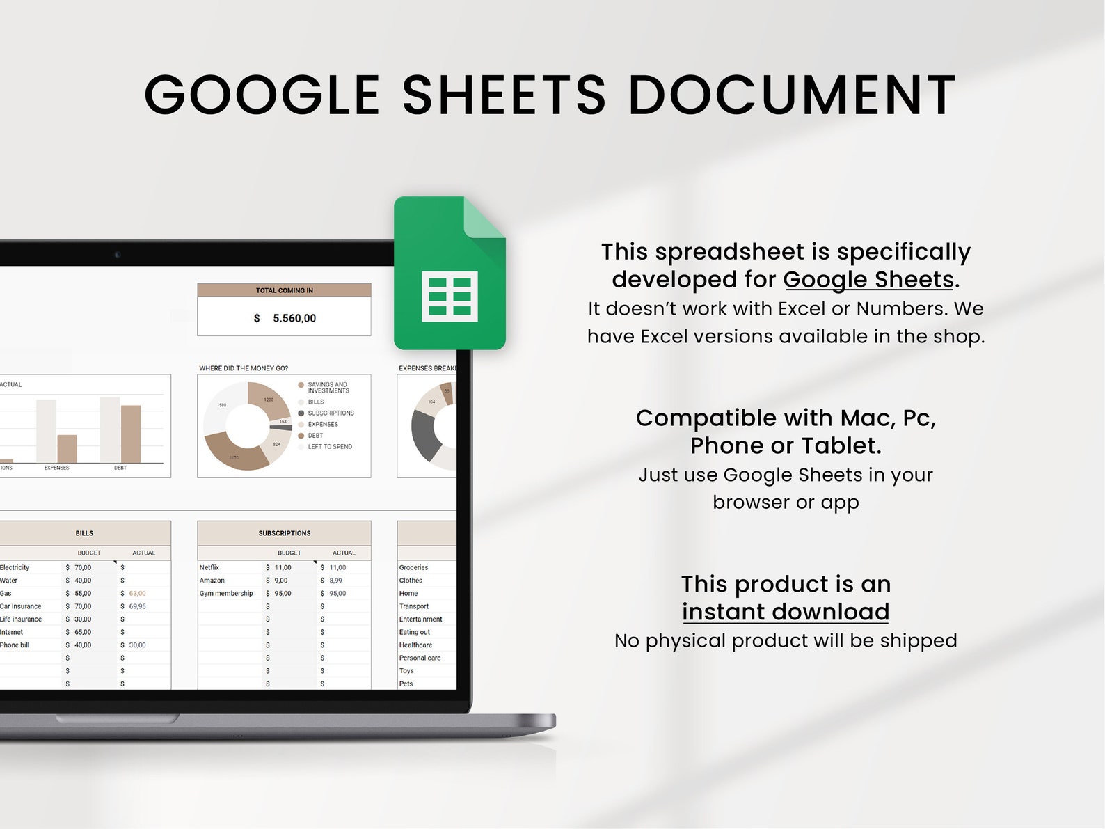 Ultimate Monthly Budget Planner, Personal Finance Spreadsheet Template ...