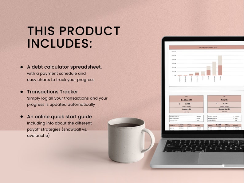 Debt Snowball Sheet, Credit Card Payoff Tracker, Pink Debt Calculator ...