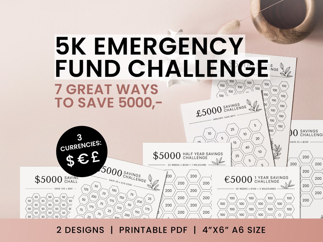 5K Emergency Fund Challenge, 5K Savings Challenge Binder Set, Save 5K ...
