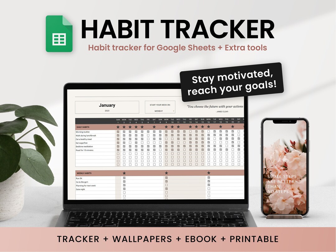 Habit Tracker 2024, Habits Tracking Spreadsheet, Daily Routine Planner ...