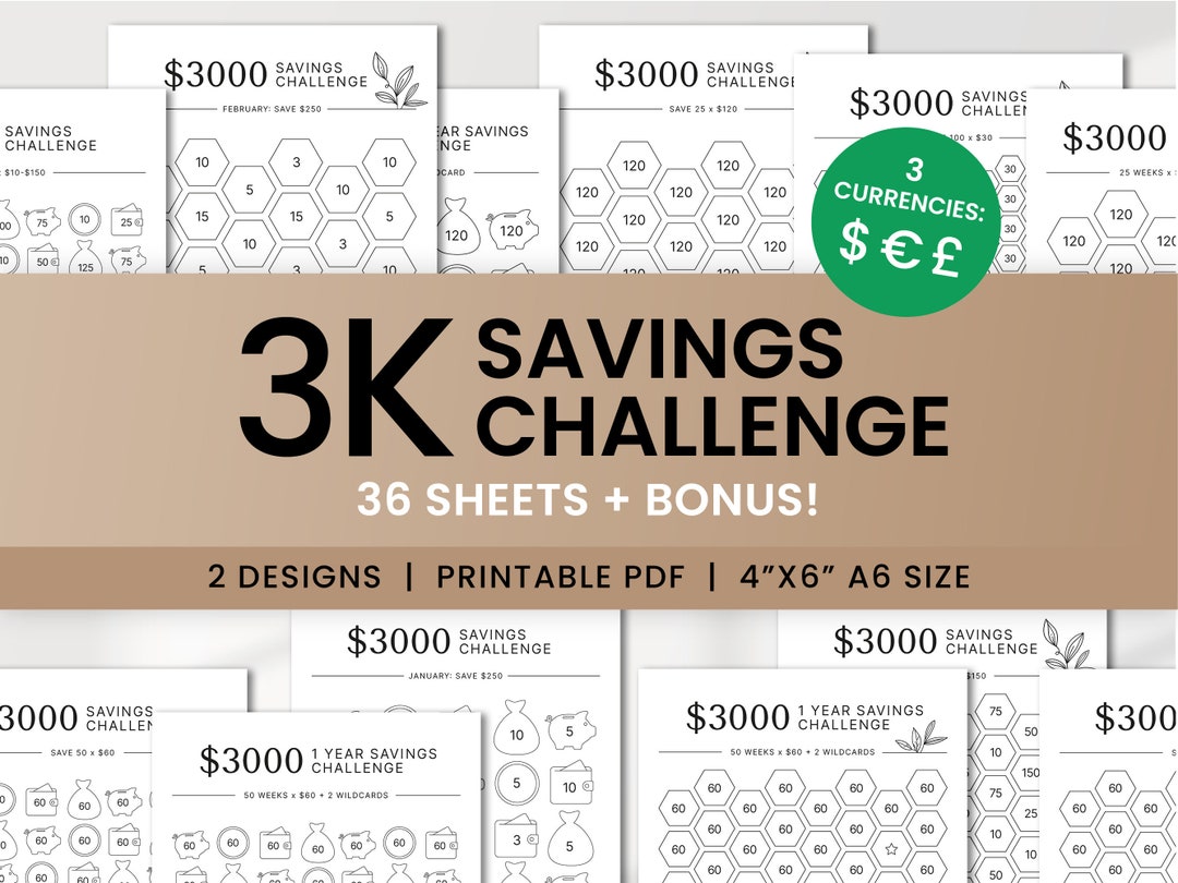 3K Savings Challenge, 3000 Saving Challenge Bundle, 3K Sinking Funds ...