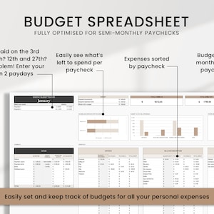 Semi Monthly Budget Planner for Excel, Bimonthly Budget Template ...