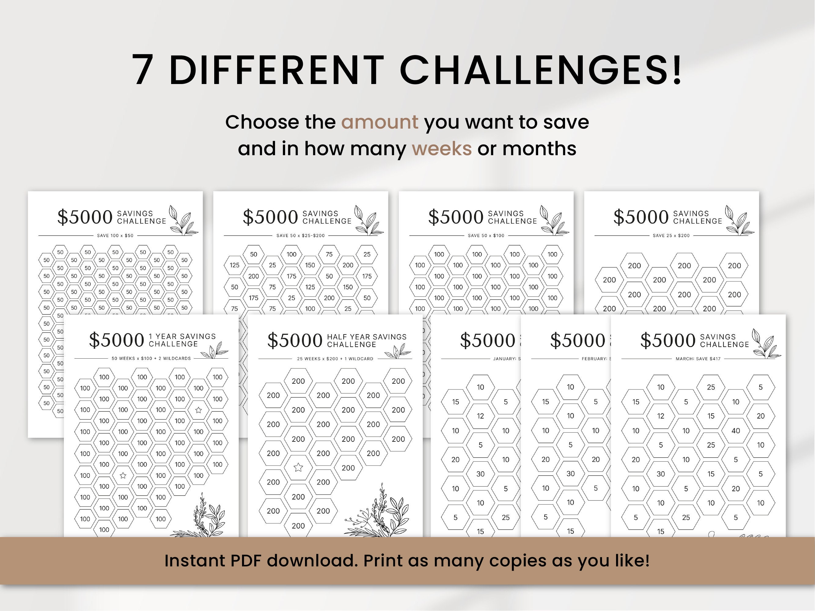 5K Saving Challenge Printable, 5K Emergency Fund Challenge, 5000 ...
