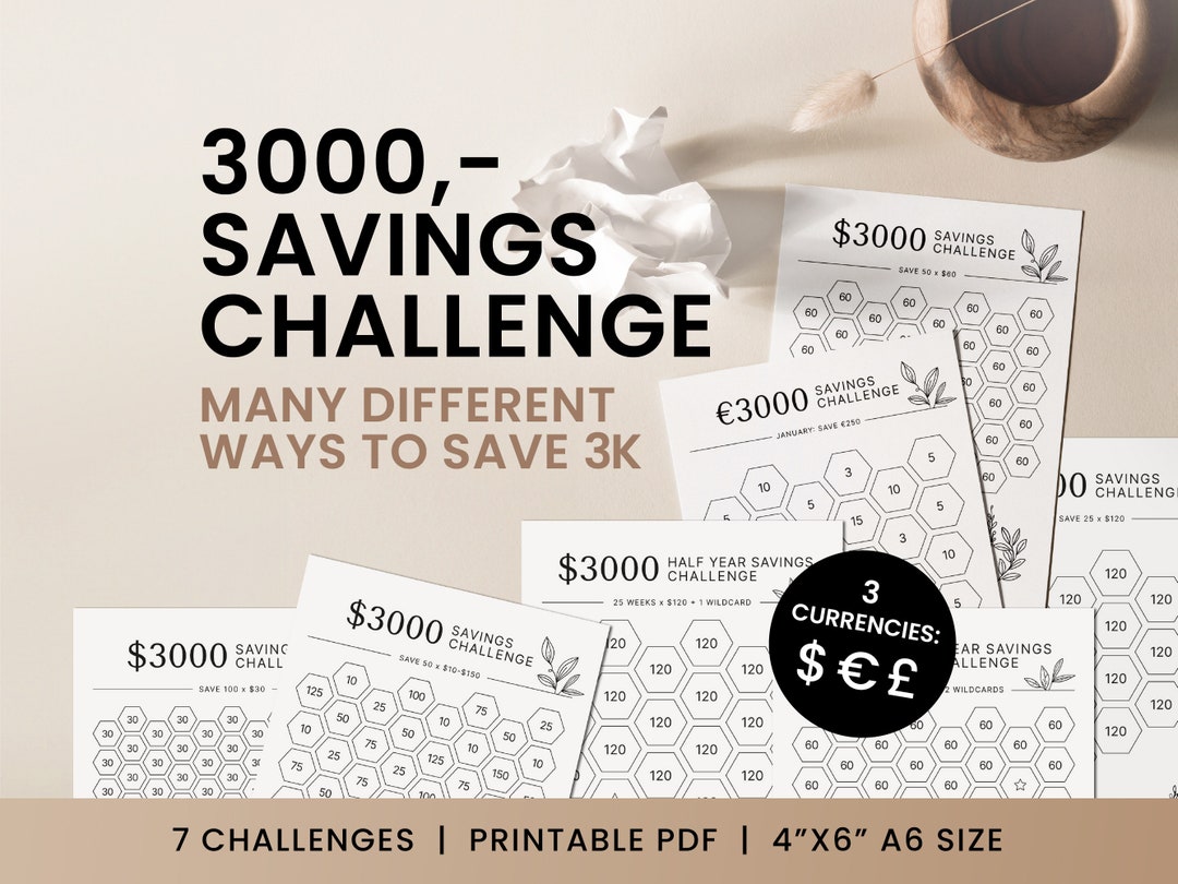 Défi d'épargne 3000, défis d'épargne 3K, 3000 fonds d'amortissement ...