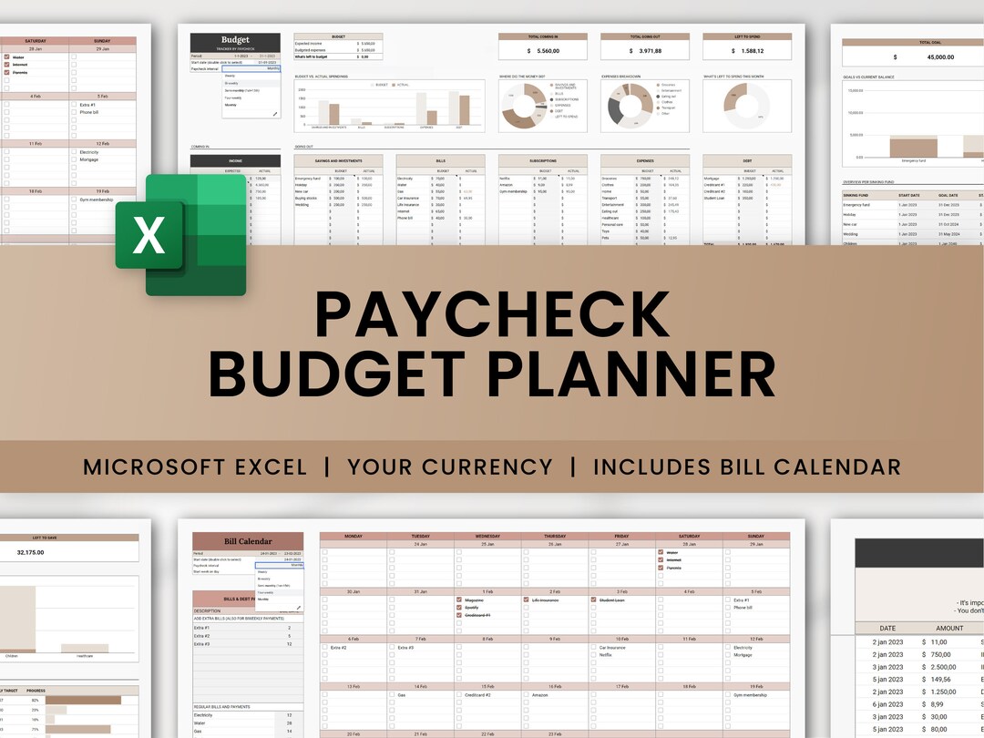 Paycheck Budget Planner, Biweekly Budget Template, Finance Planners for ...
