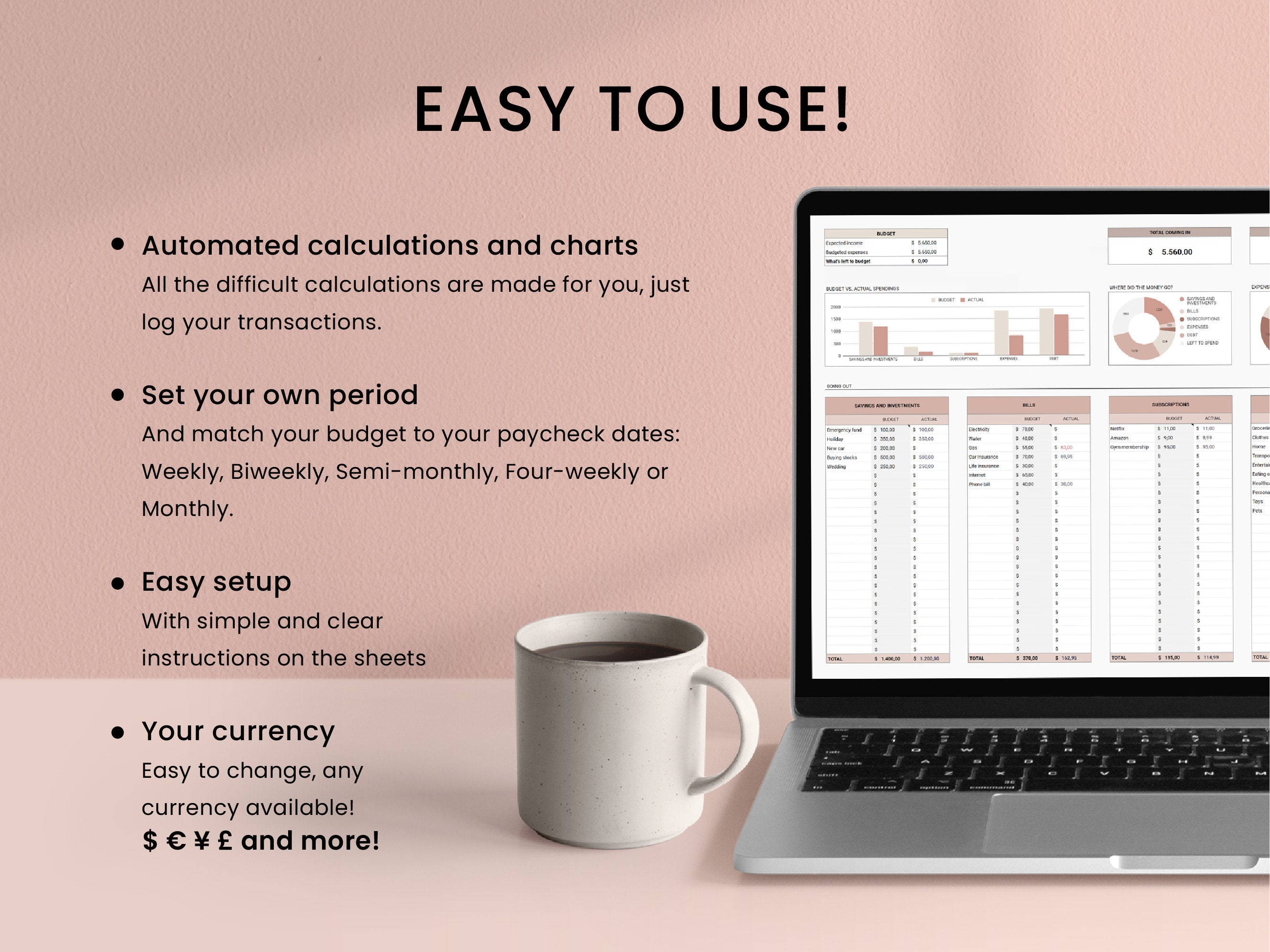 Paycheck Budget Template Bi-weekly Finance Planner Pay Check - Etsy