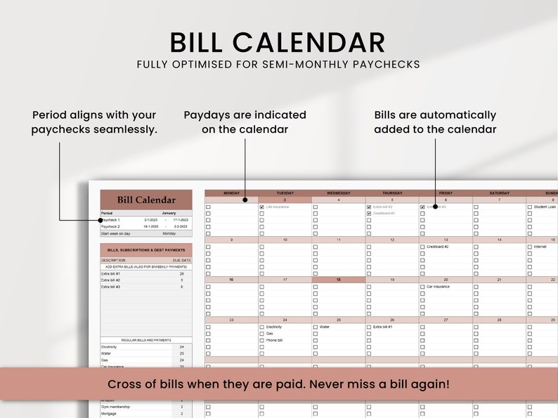 Fortnightly Budget and Excel Template, Bimonthly Budget Planner, Semi ...