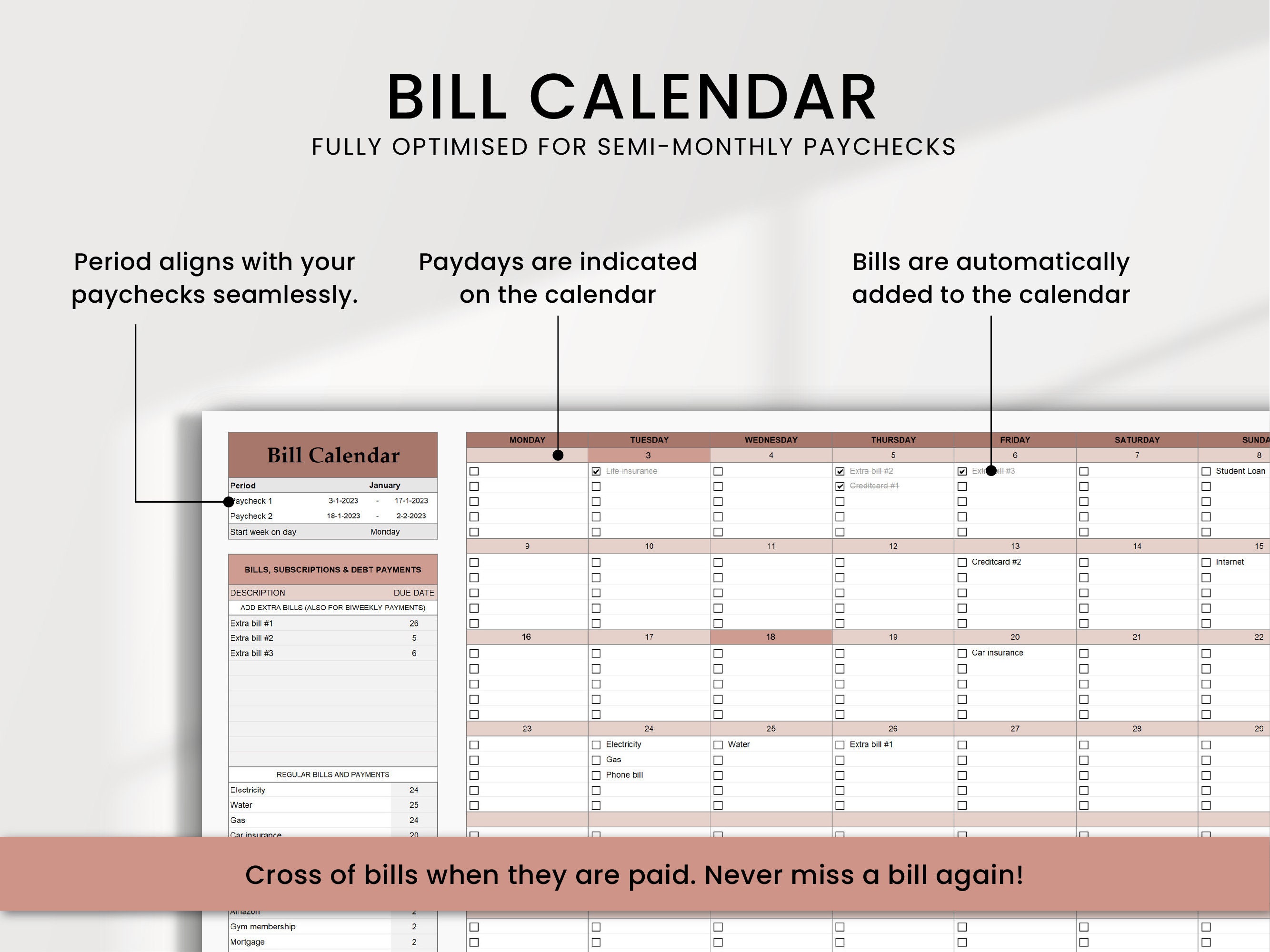 Fortnightly Budget and Excel Template, Bimonthly Budget Planner, Semi ...