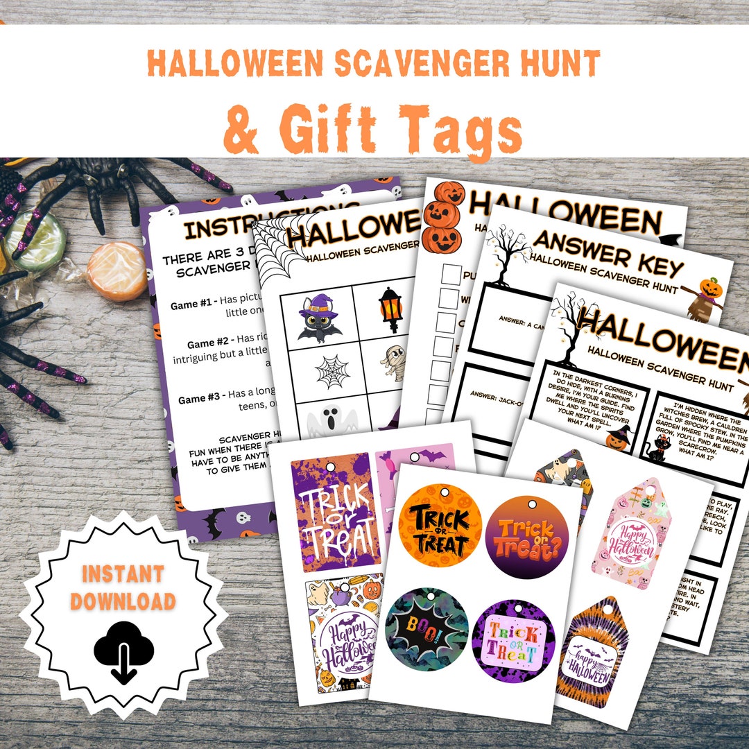 Halloween Scavenger Hunts & Gift Tags Bundle Instant Digital - Etsy