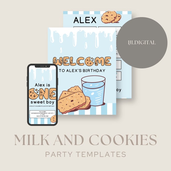 Milk and Cookie Birthday Invitations - Etsy