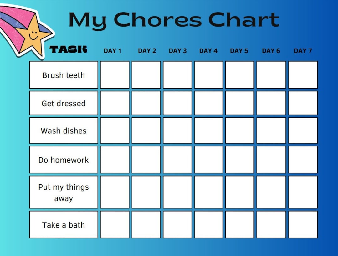 Chore Chart for Boys - Etsy
