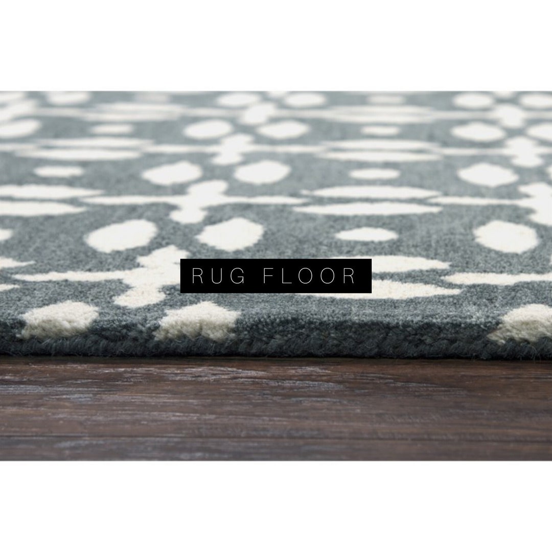 Standard Flower Design Pattern Grey and White Cut Hand Made Hand Tufted ...