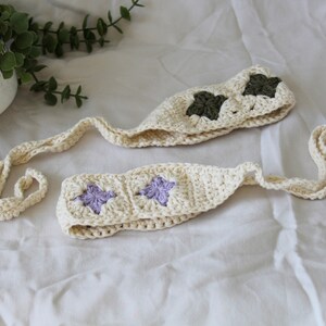 Crochet Tie Headband, Handmade Flower Headband, Crochet Headband, Tie ...