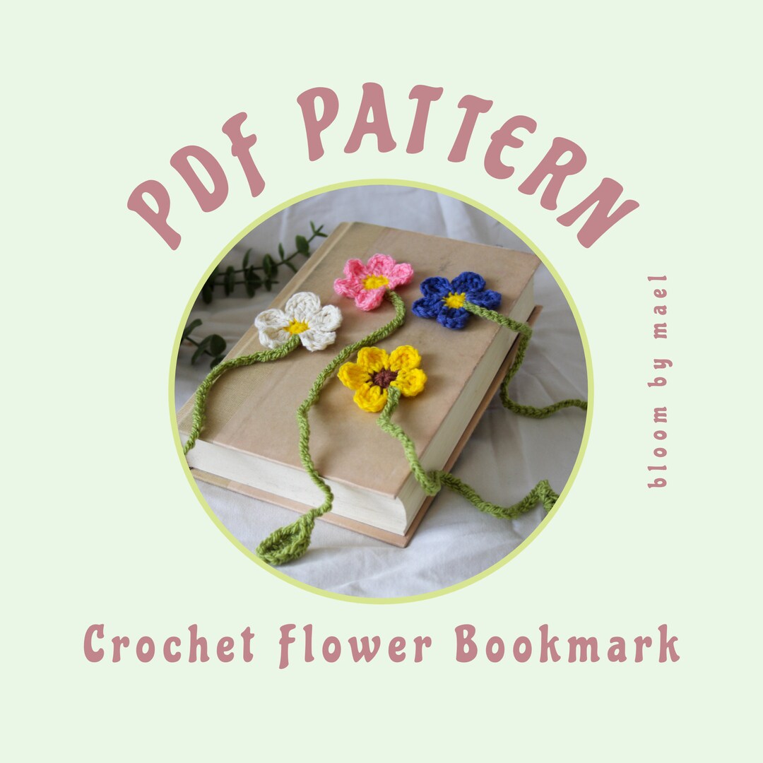 Crochet Flower Bookmark Pattern, Crochet Flower Bookmark, Crochet ...