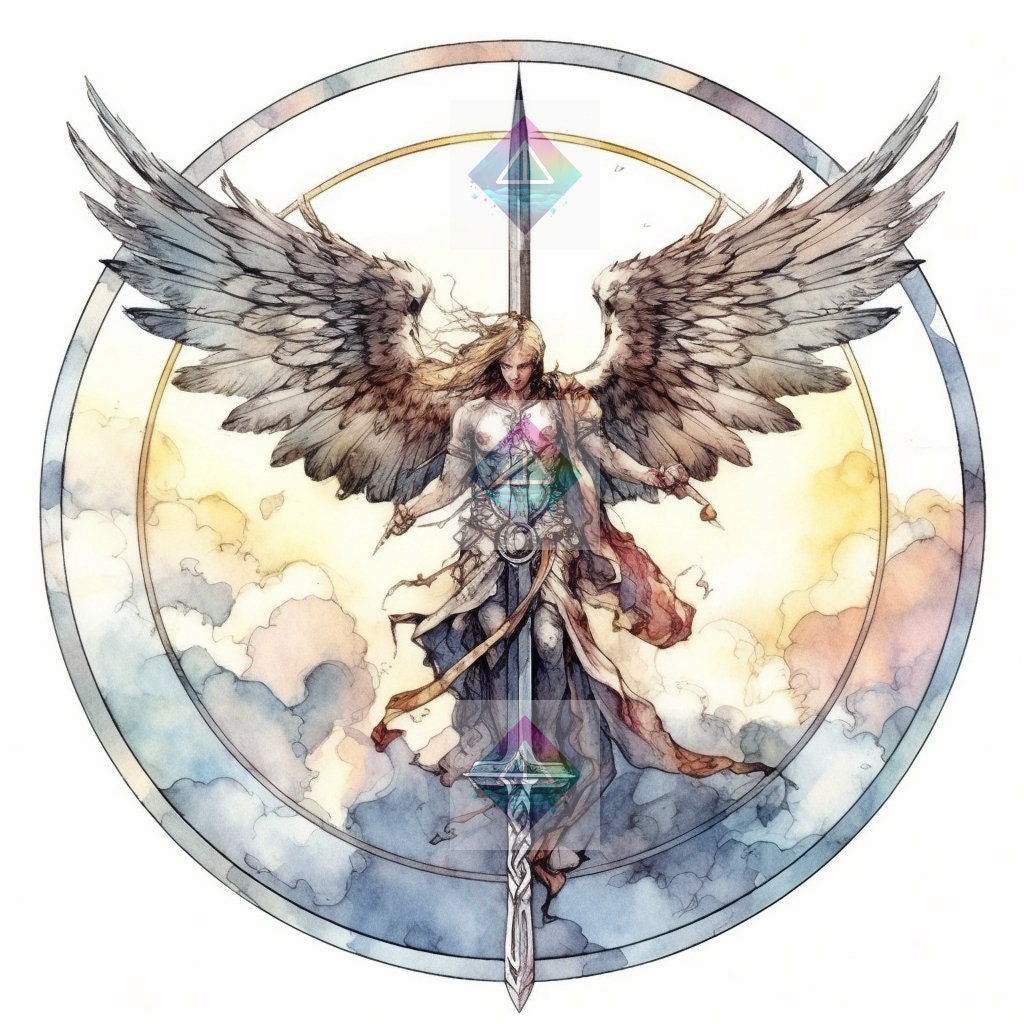 Angel God Wing Sword Clipart 12 High Quality Jpgs Digital Paper ...